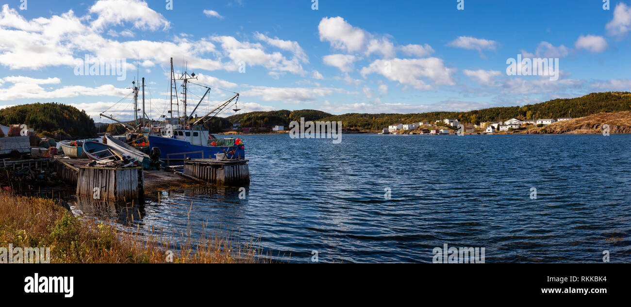 Panoramic View of a small town on the Atlantic Ocean Coast during a ...