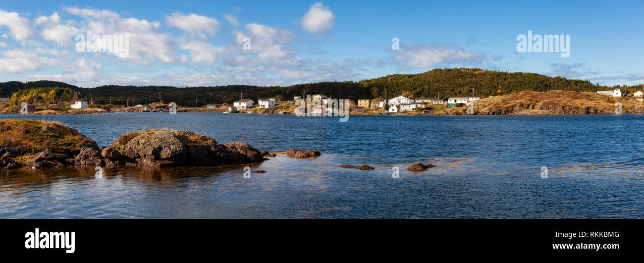 Panoramic View of a small town on the Atlantic Ocean Coast during a ...