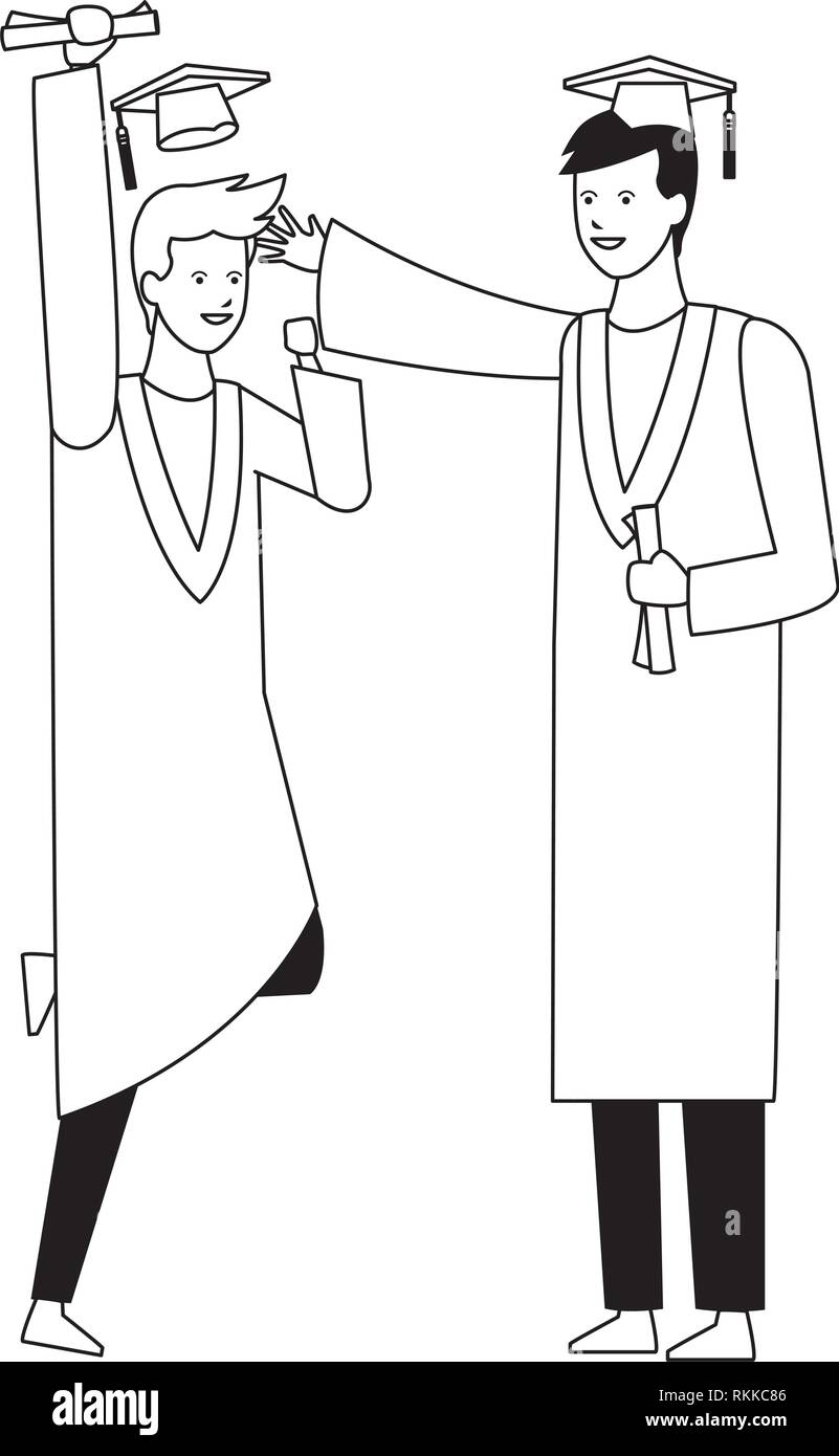 graduation ceremony friends black and white Stock Vector Image & Art ...