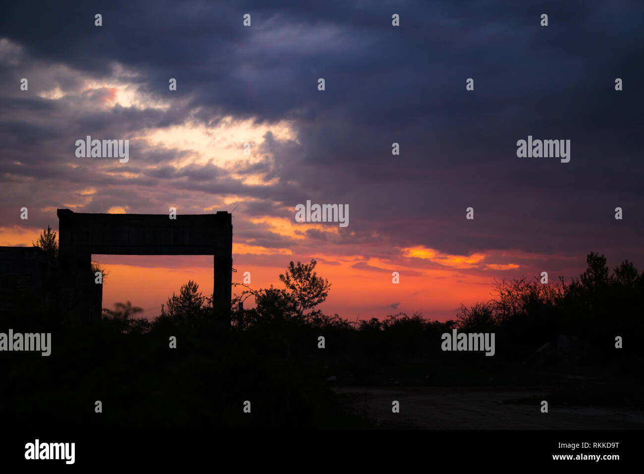 A colorful orange sunset scene Stock Photo - Alamy
