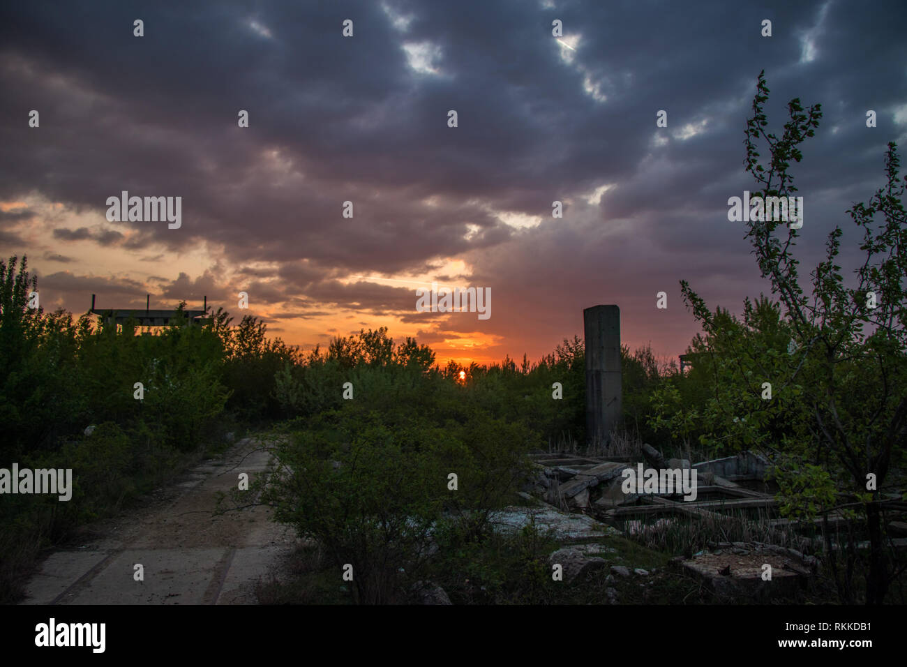 A ruin and the sun rise Stock Photo - Alamy