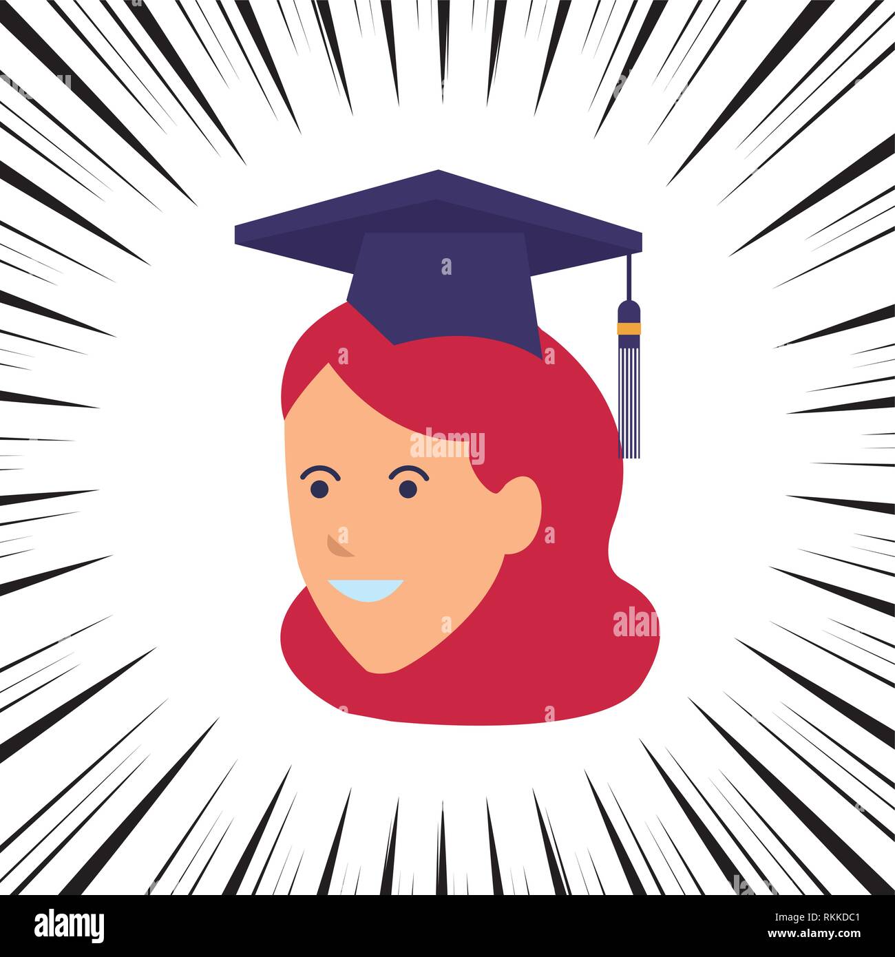 young female head graduation hat comic Stock Vector Image & Art - Alamy
