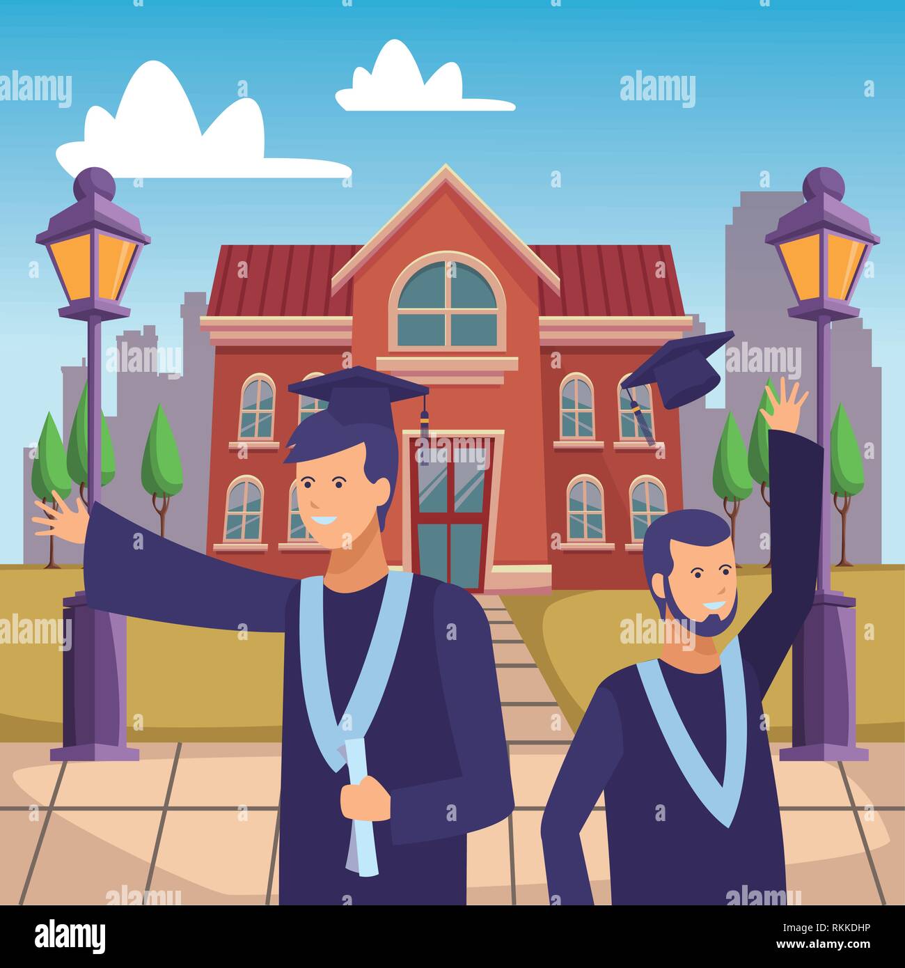 campus graduation ceremony friends Stock Vector Image & Art - Alamy