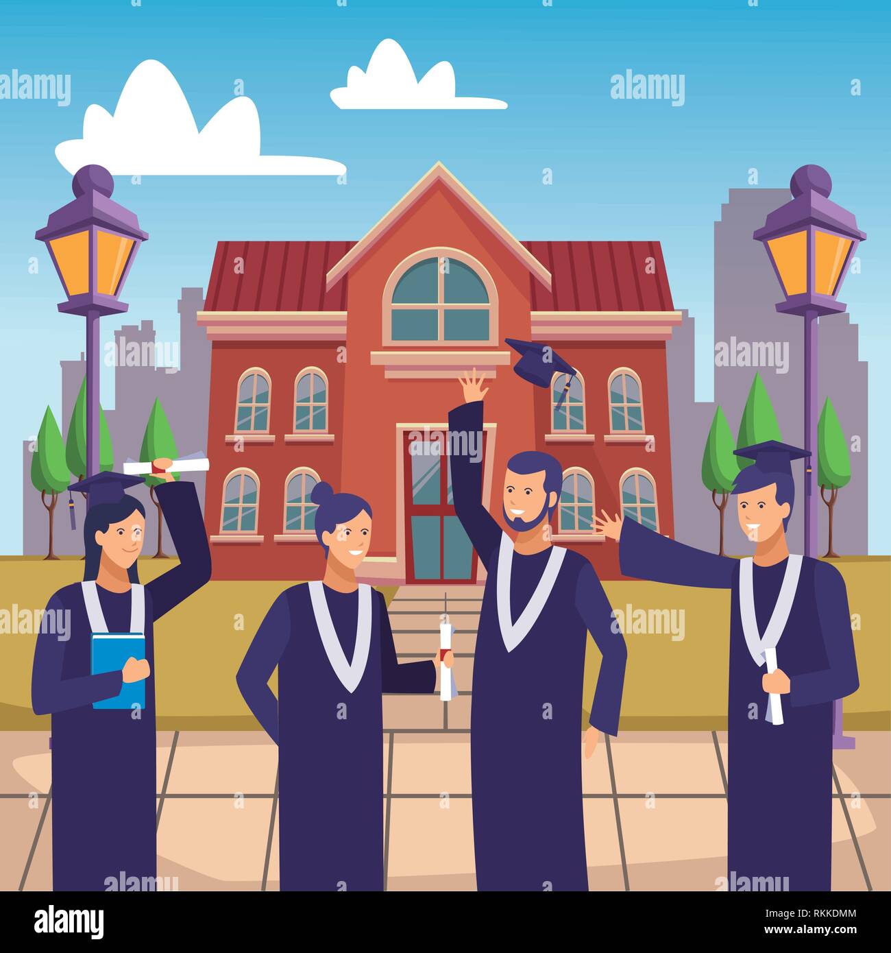 campus graduation ceremony diploma people Stock Vector Image & Art - Alamy