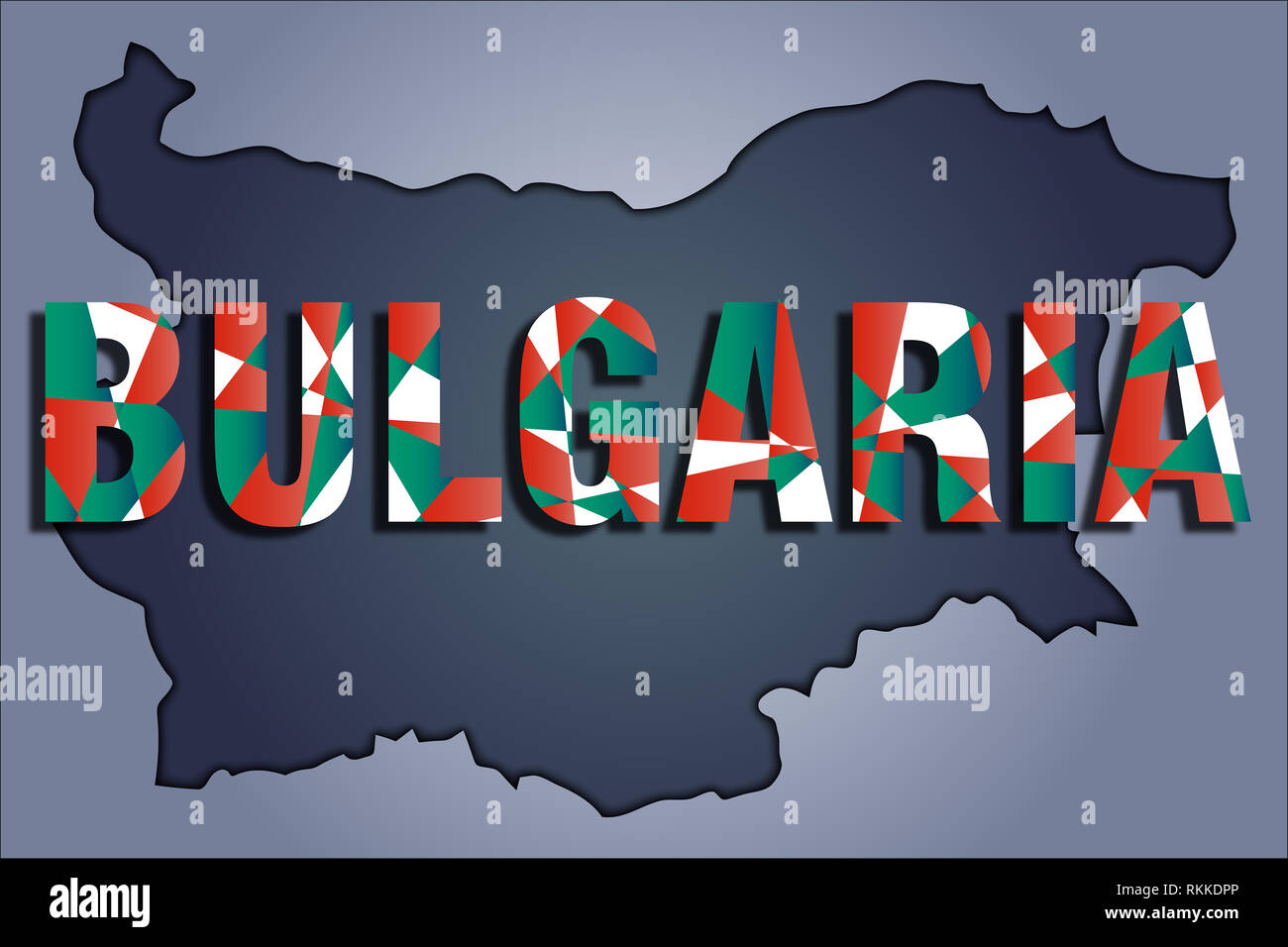 The contours of territory of Bulgaria in grey colours and word Bulgaria ...