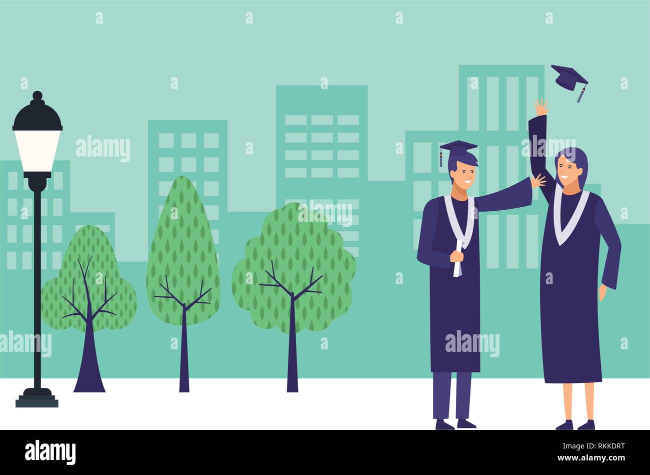 graduation ceremony couple Stock Vector Image & Art - Alamy