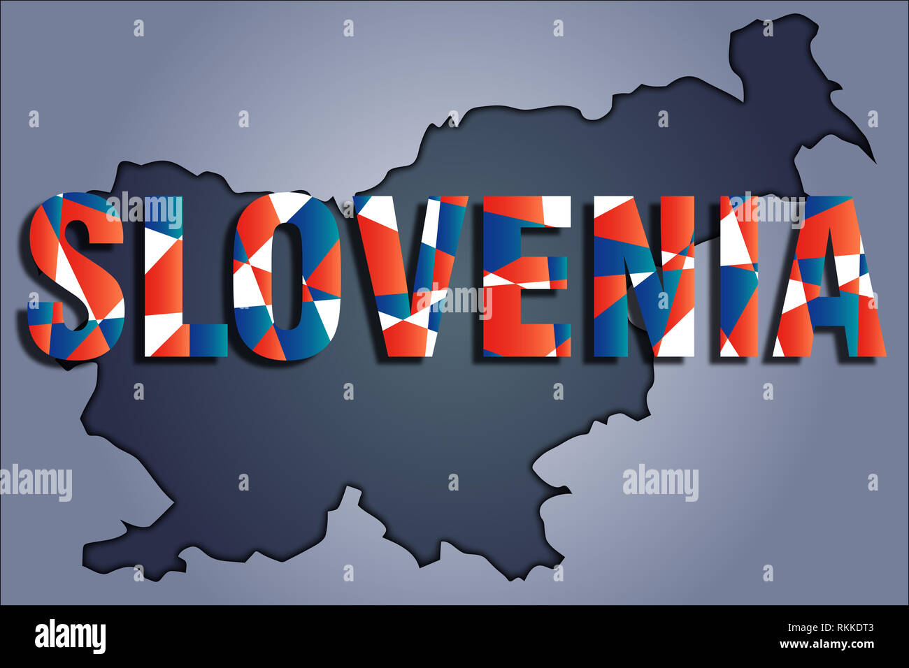 The contours of territory of Slovenia in grey colours and word Slovenia ...