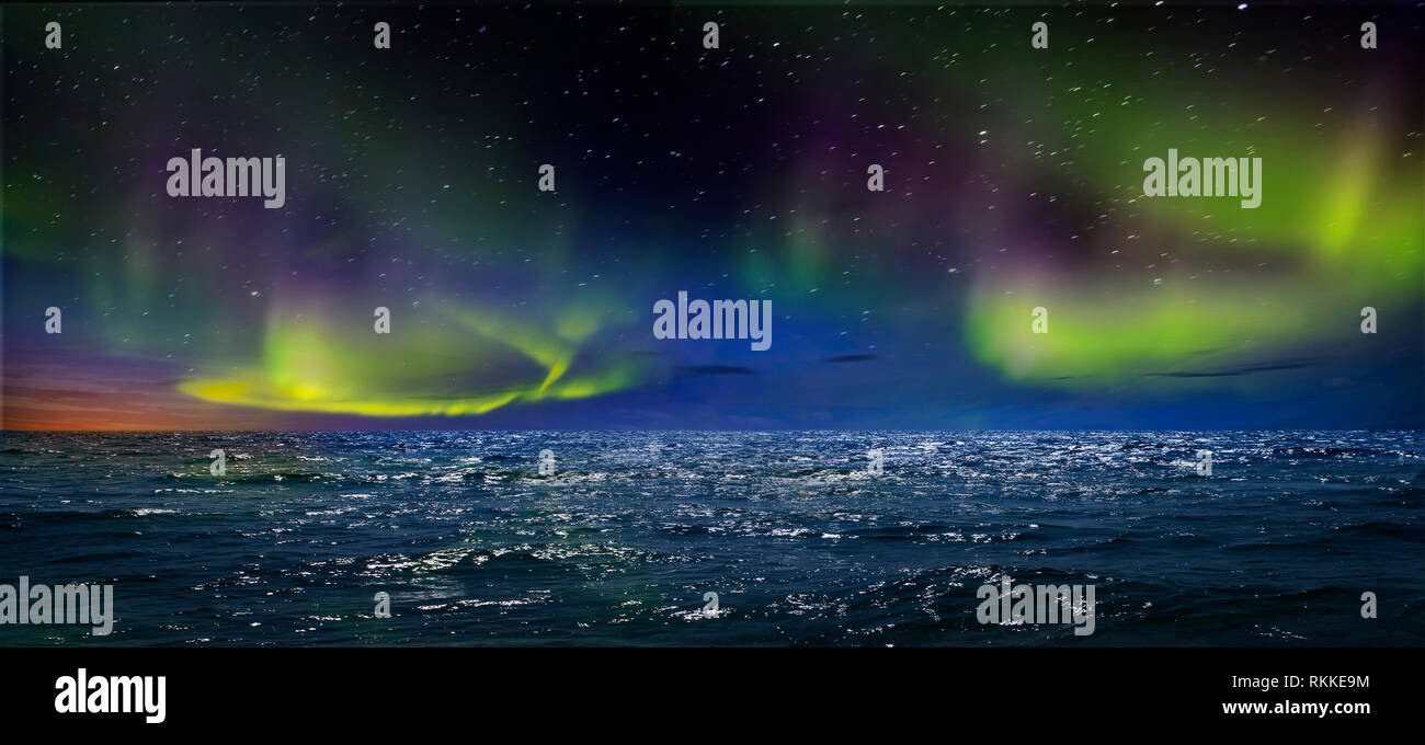 Beautiful northern lights of the northern part of the planet ...