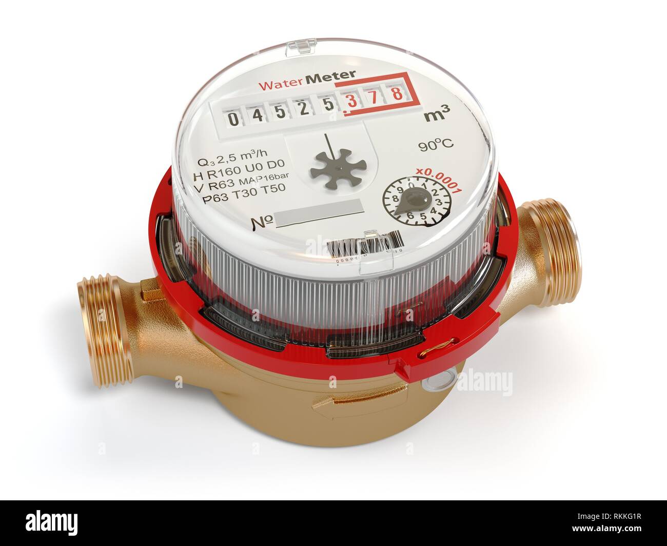 Water meters isolated on white background. 3d illustration Stock Photo ...