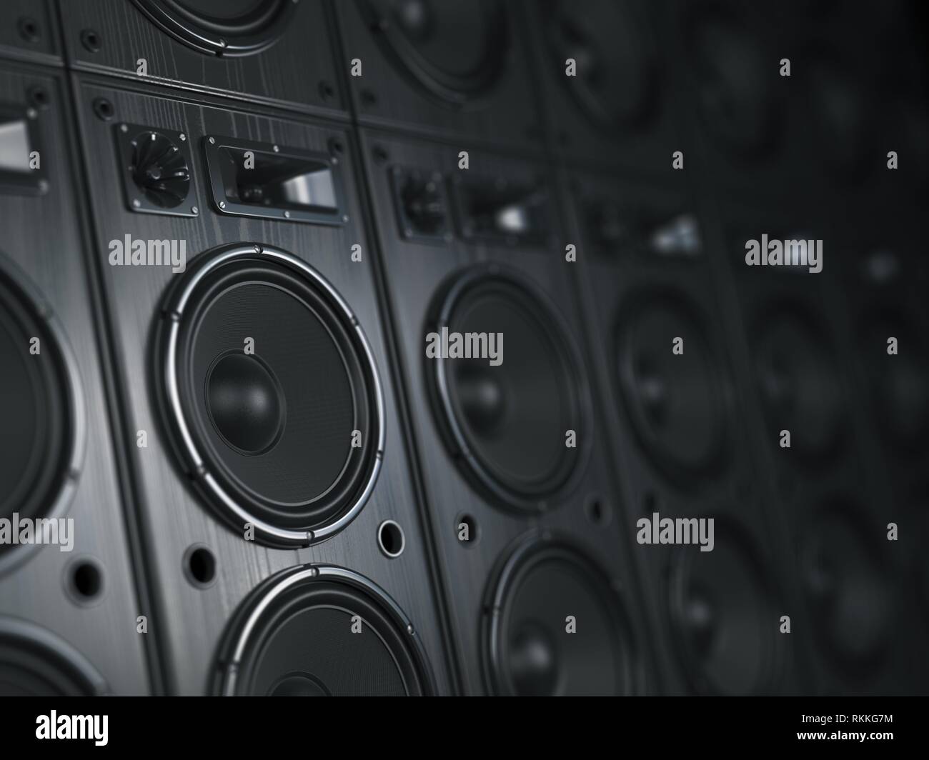 Multimedia acoustic sound speaker system. Music concept background. 3d ...