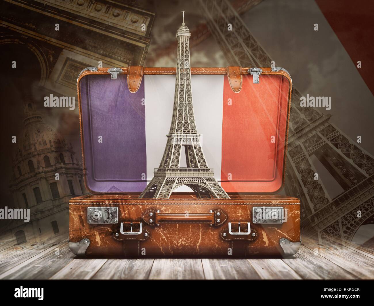 Trip to Paris. Travel or tourism to France concept. Eiffel tower ...