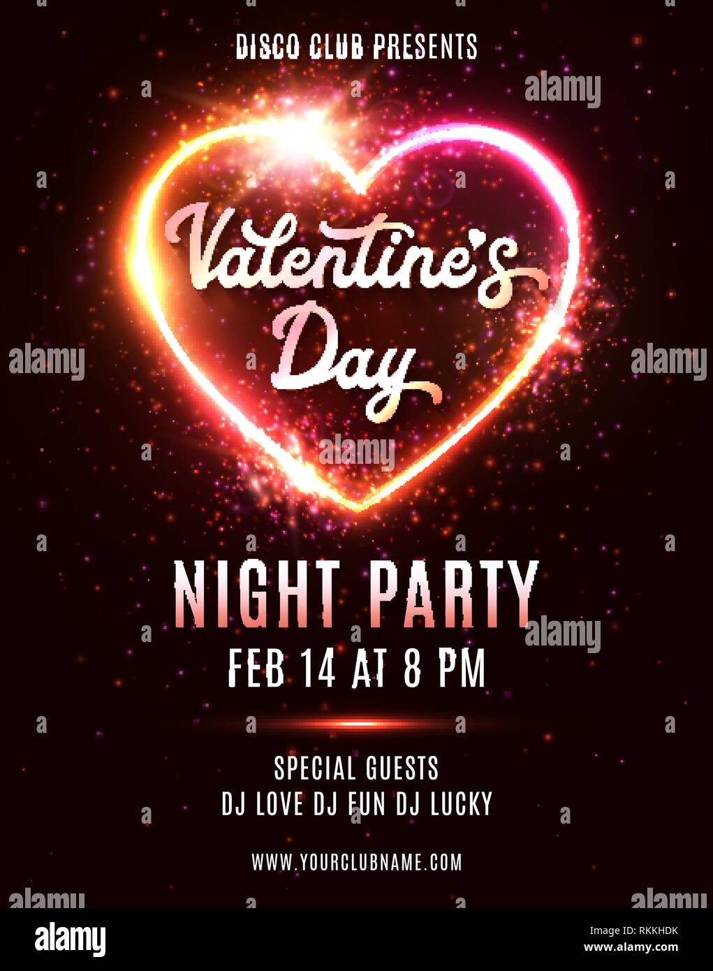 Valentines Day Party poster. Disco music dance Stock Vector Image & Art ...
