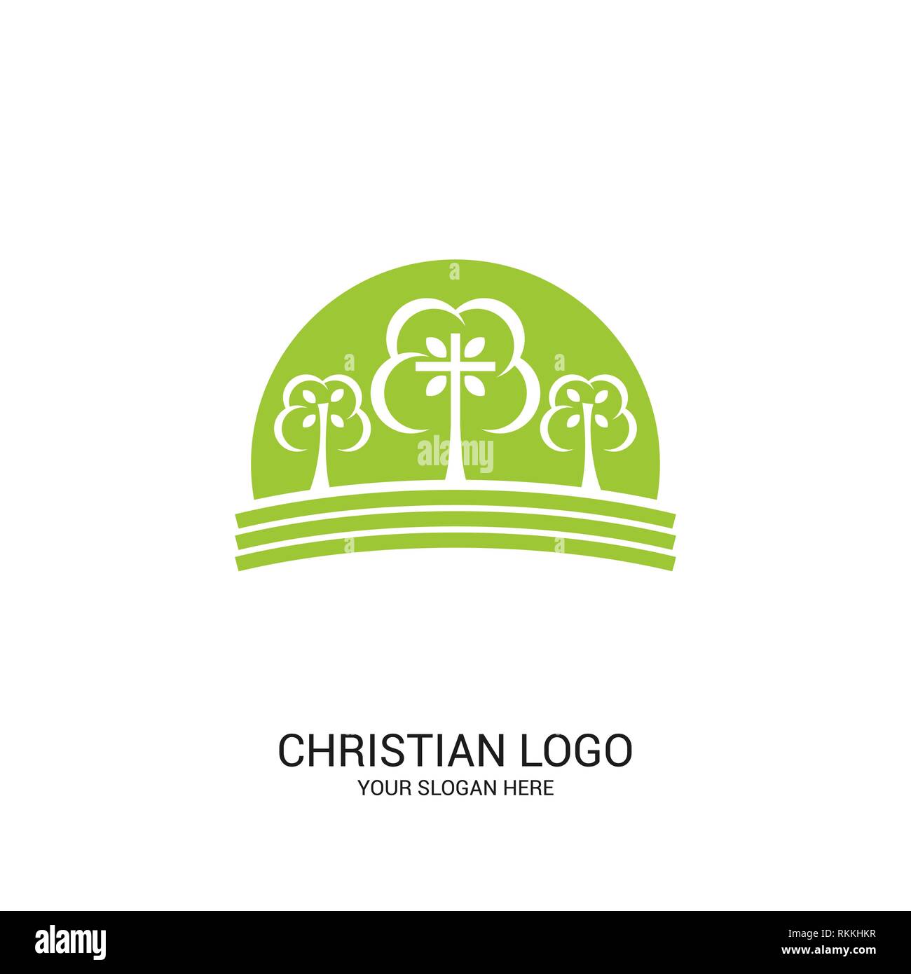 Christian church logo. Bible symbols. Growth in Christ. Plant elements ...