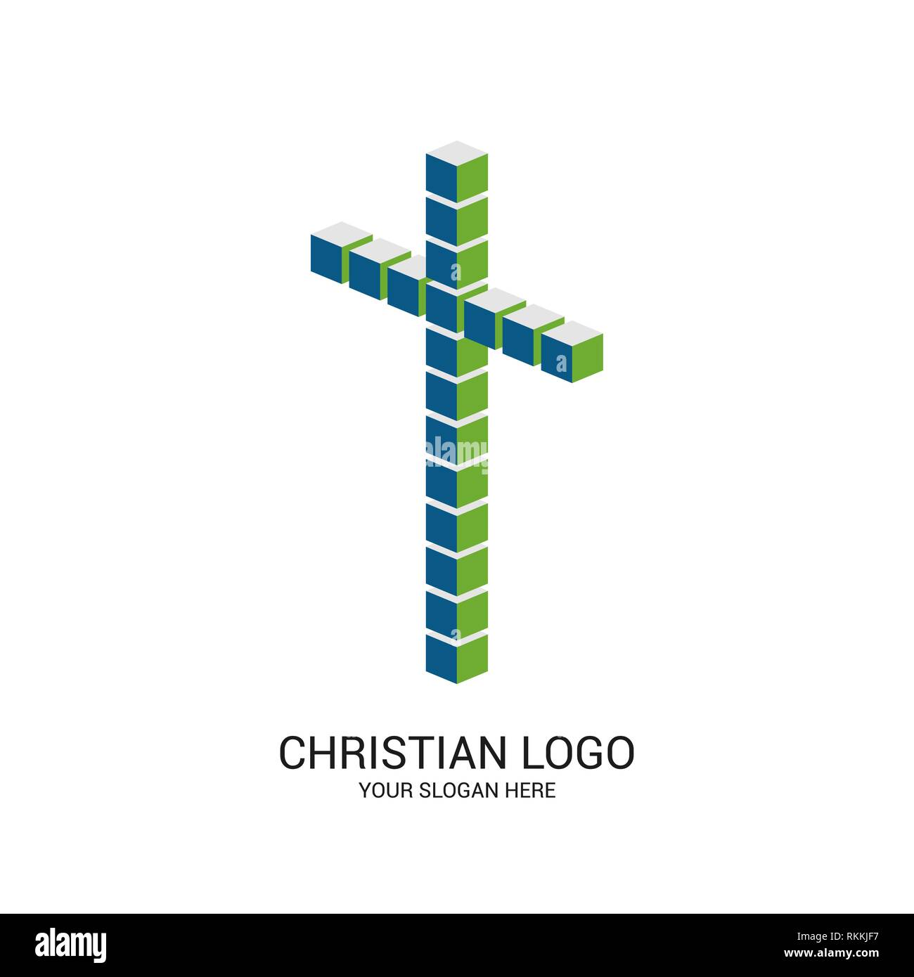 Christian church logo. Bible symbols. Cross of Jesus Christ made up of ...