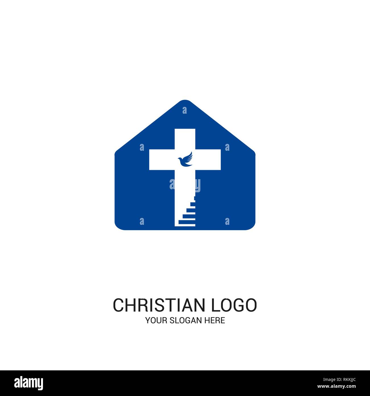 Christian church logo. Bible symbols. The Church of Christ, the cross ...