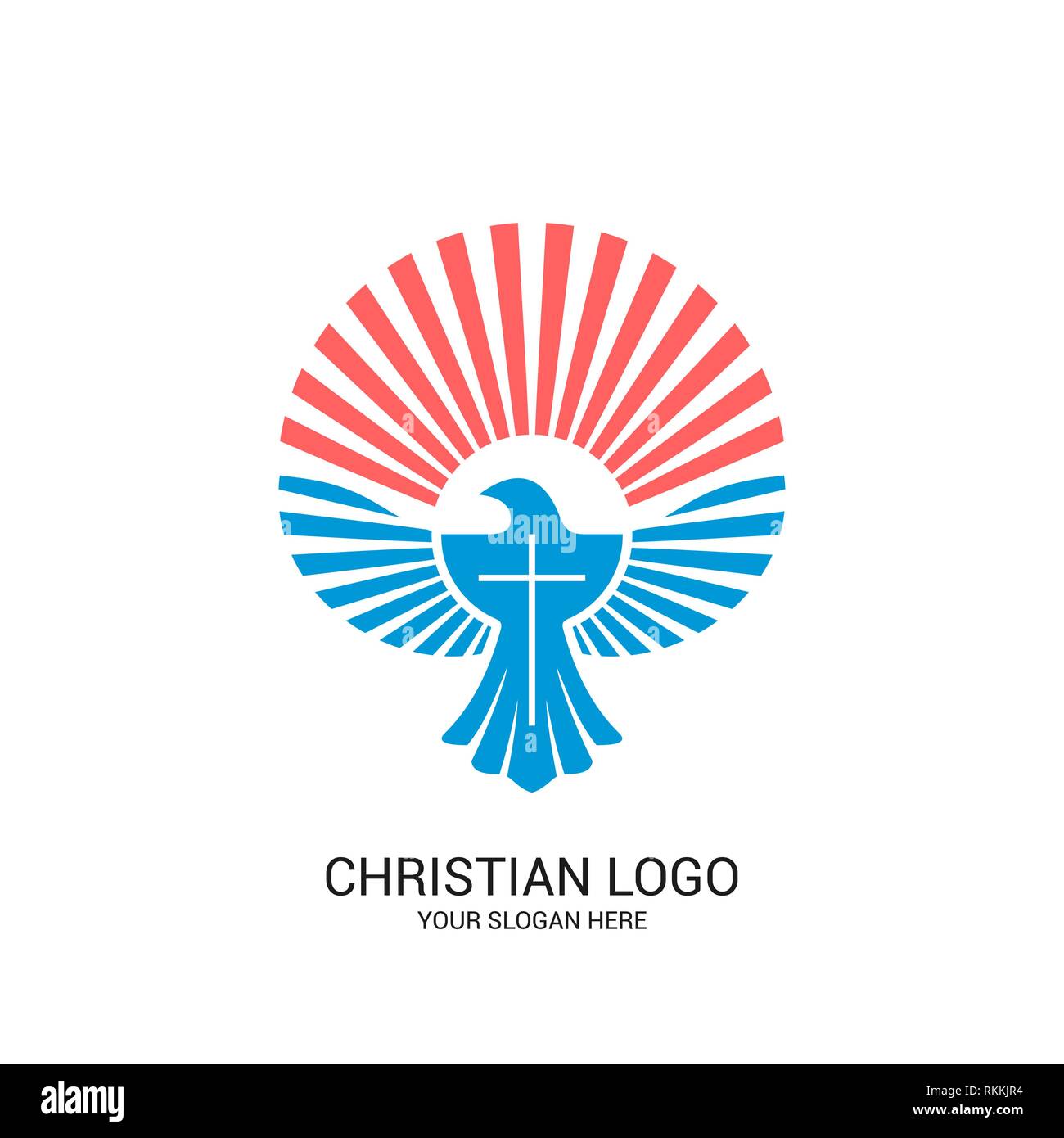 Christian church logo. Bible symbols. Cross of Jesus Christ, dove and ...