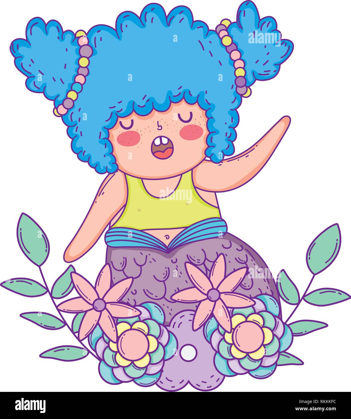 beautiful mermaid with wreath flowers Stock Vector Image & Art - Alamy