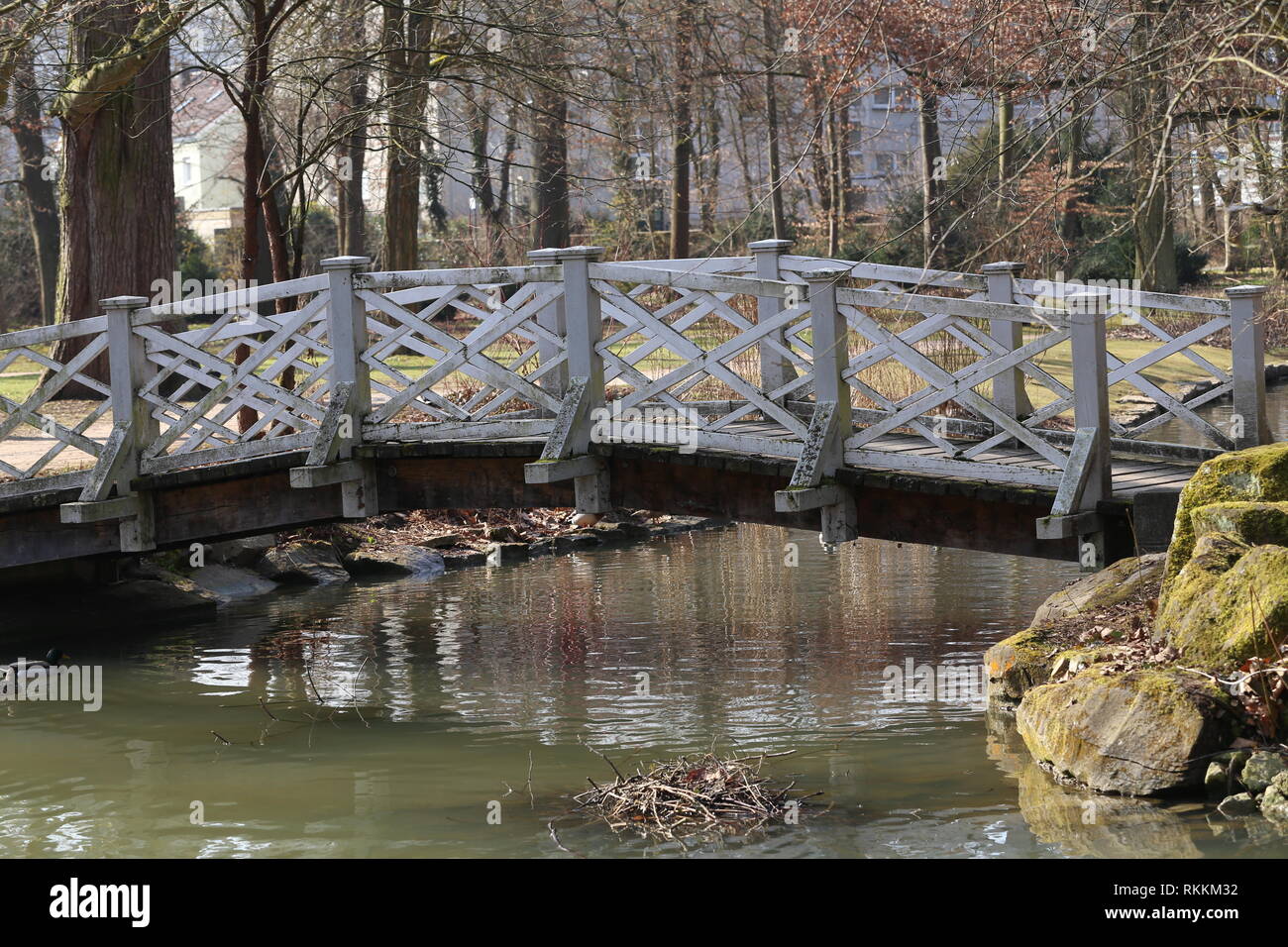 Beautiful bridges for pedestrians in the park Stock Photo - Alamy
