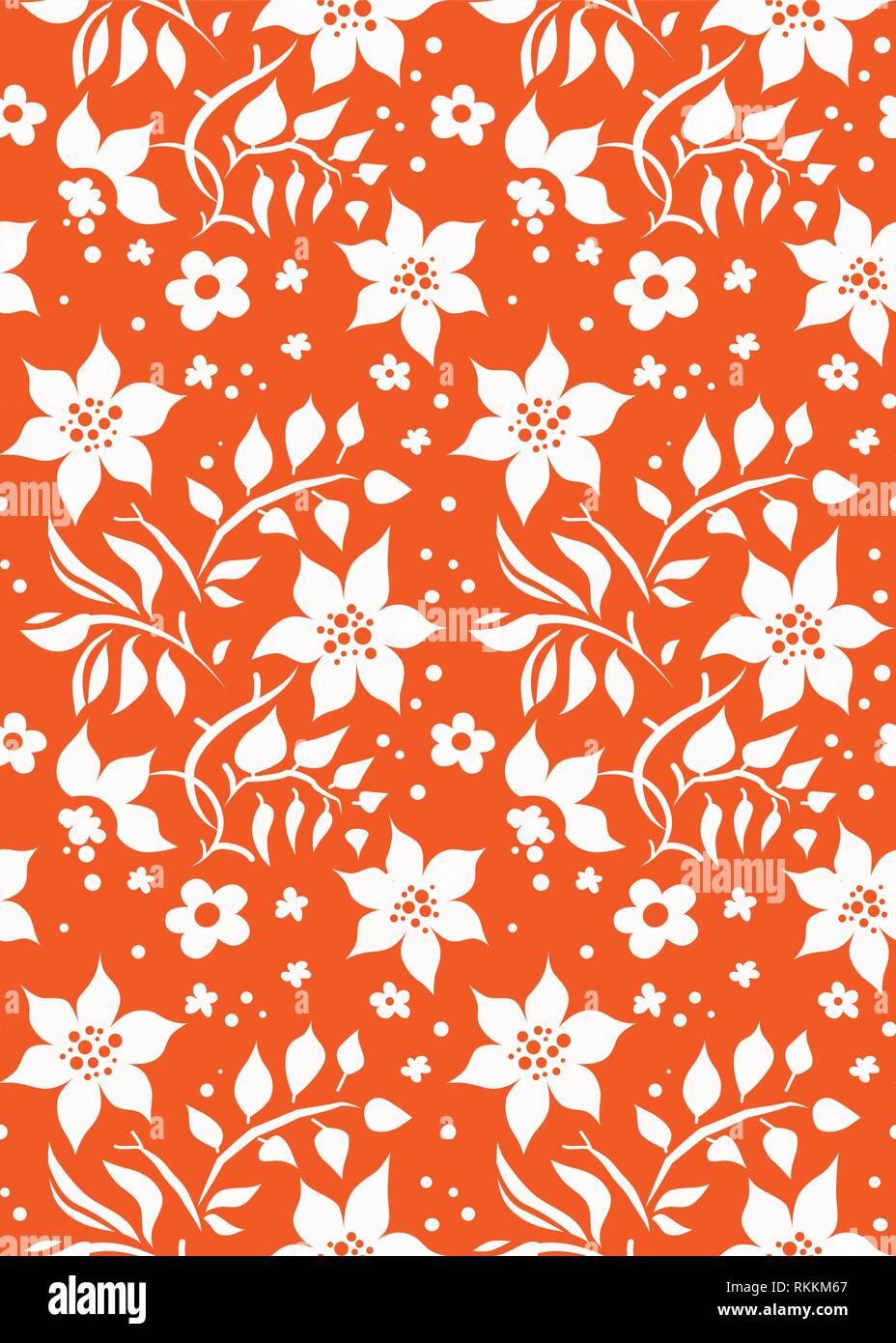 Vector seamless coral color background. Nature floral pattern Stock ...