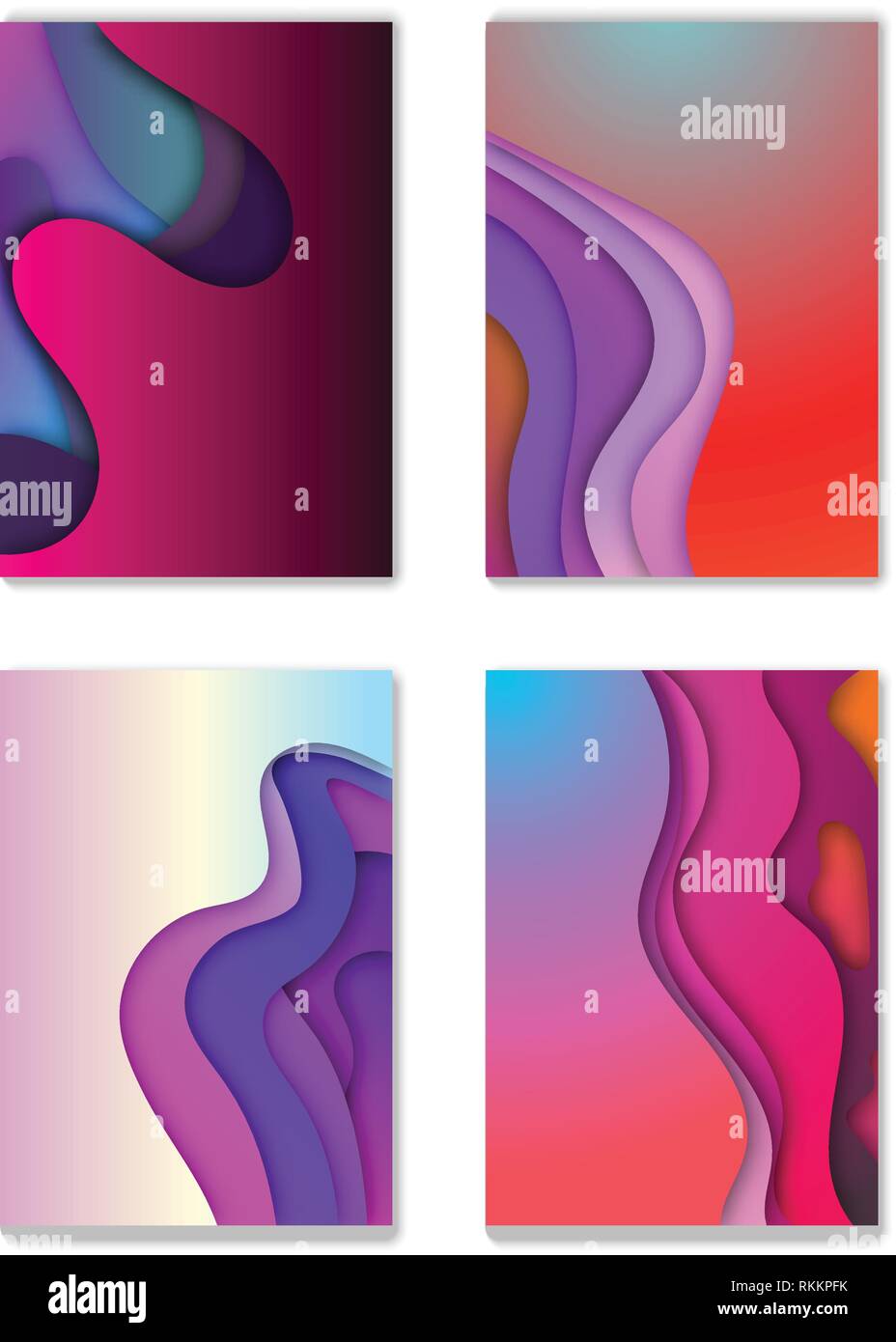 A4 abstract color 3d paper art illustration set Stock Vector Image ...