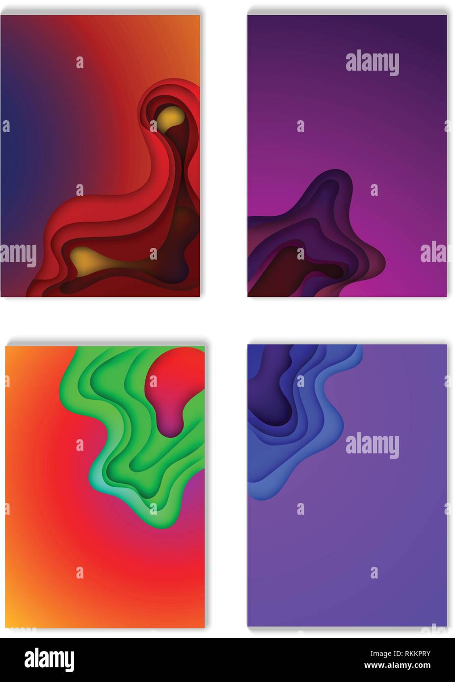 A4 abstract color 3d paper art illustration set Stock Vector Image ...