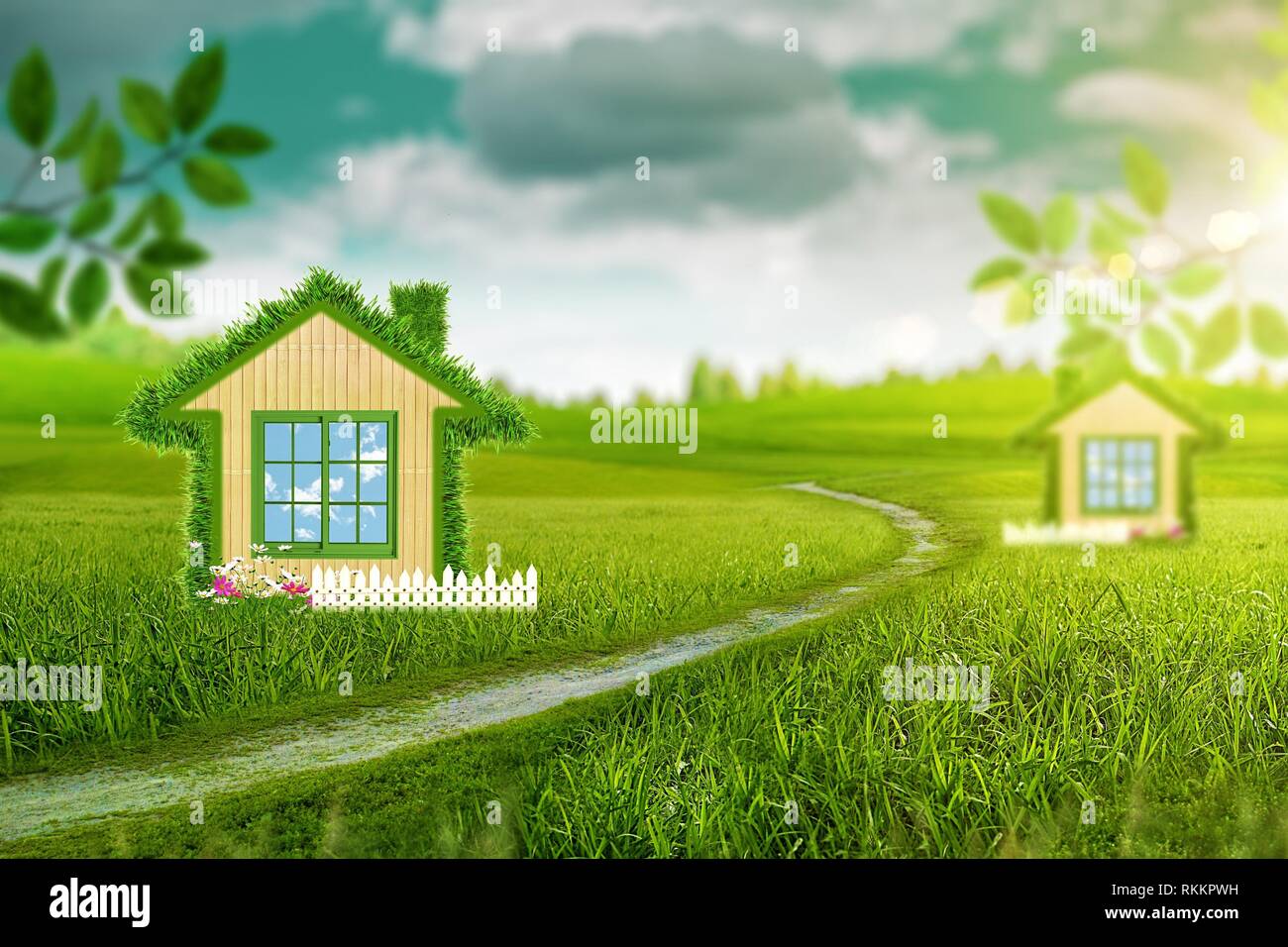 Green House. Abstract energy savings and eco construction backgrounds ...