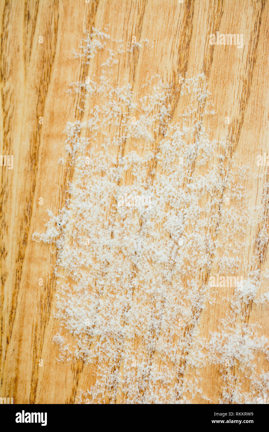 Wooden ground slightly covered with snow Stock Photo - Alamy