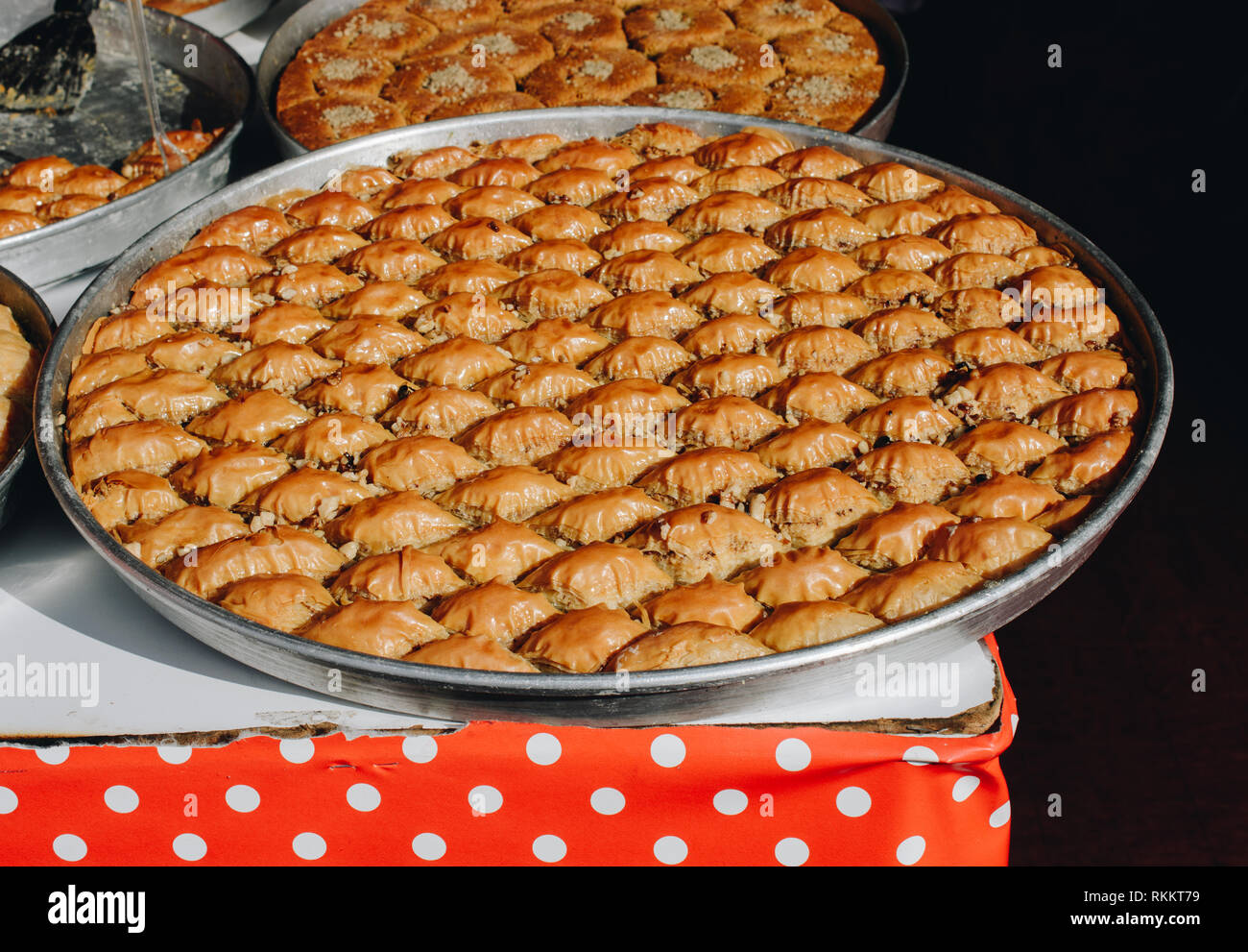 Turkish baklava in tray on display Stock Photo - Alamy