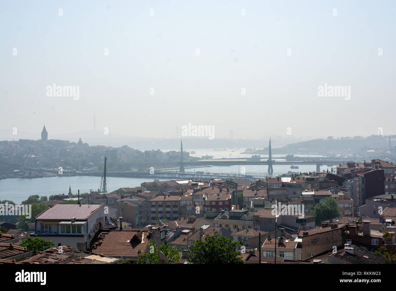 Galata tower, Galata bridge, Golden Horn bridge and Ataturk Bridge view ...