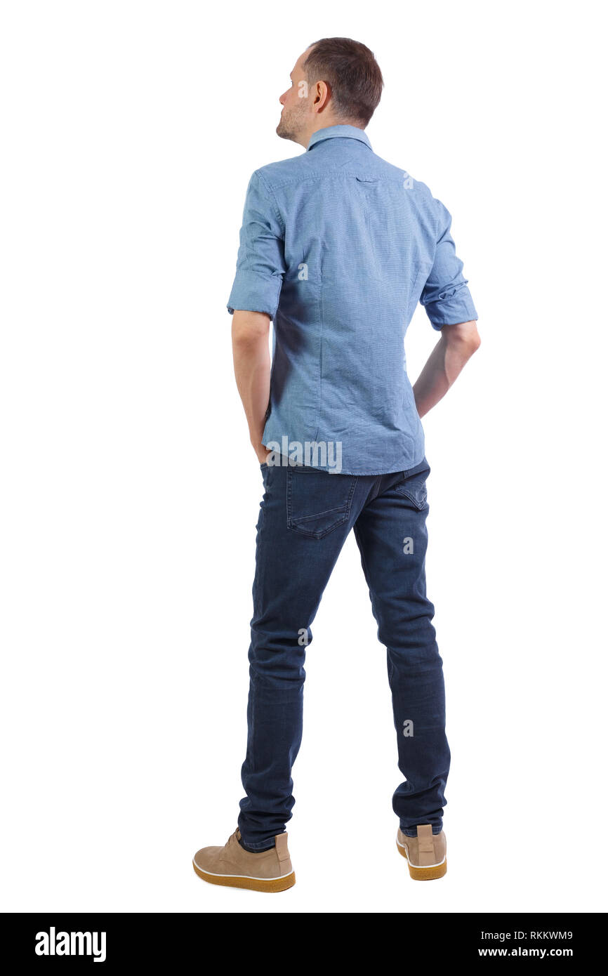 Back view of a stylish man. Rear view people collection. backside view ...