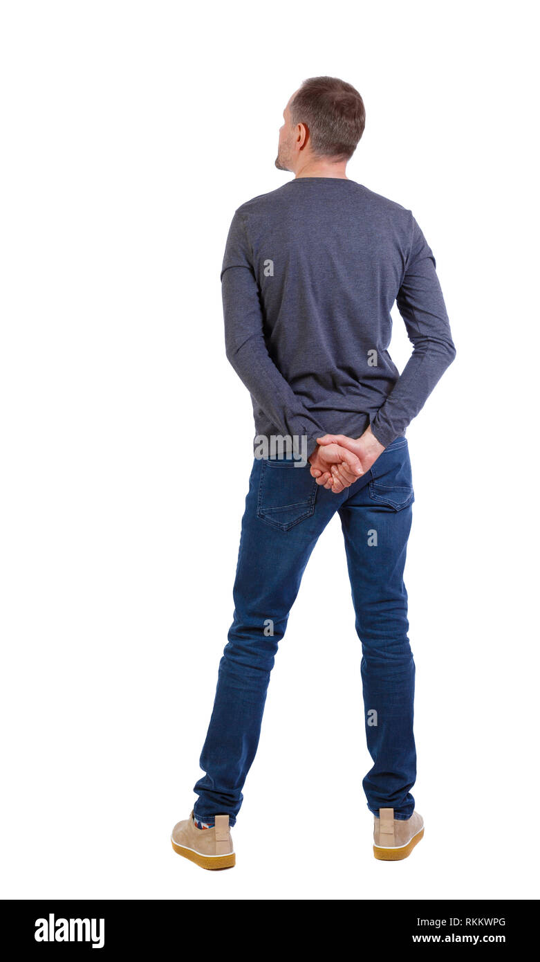 Back view of a stylish man. Rear view people collection. backside view ...