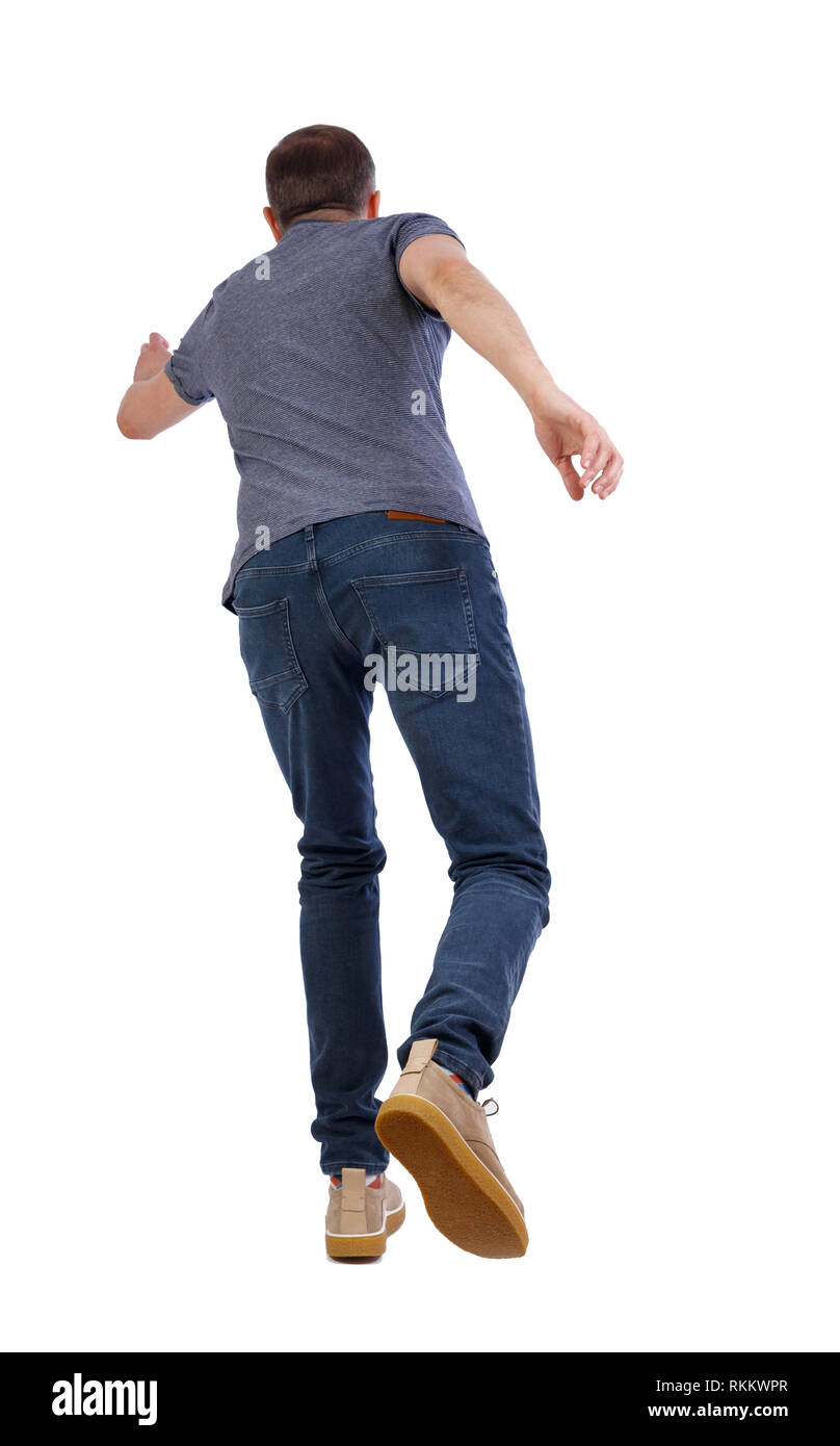 back view of running man. backside view of person. Rear view people ...