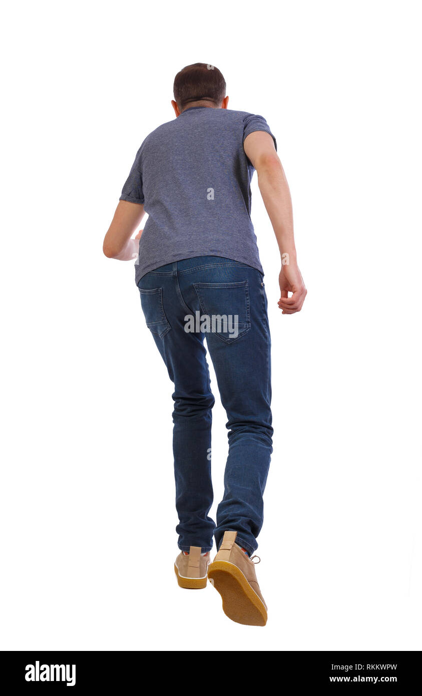 back view of running man. backside view of person. Rear view people ...