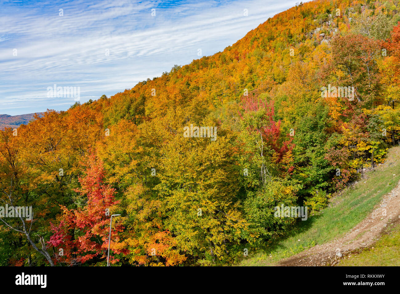 Aerial view of Mont-Tremblant National Park in fall color at Quebec ...