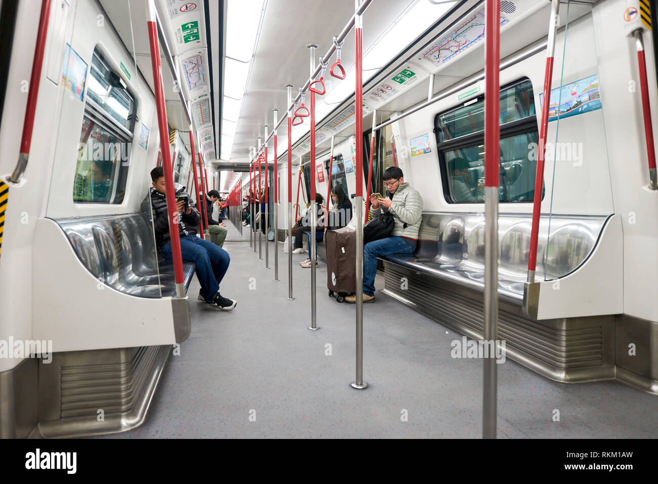 HONG KONG - CIRCA JANUARY, 2016: inside a MTR train. The Mass Transit ...