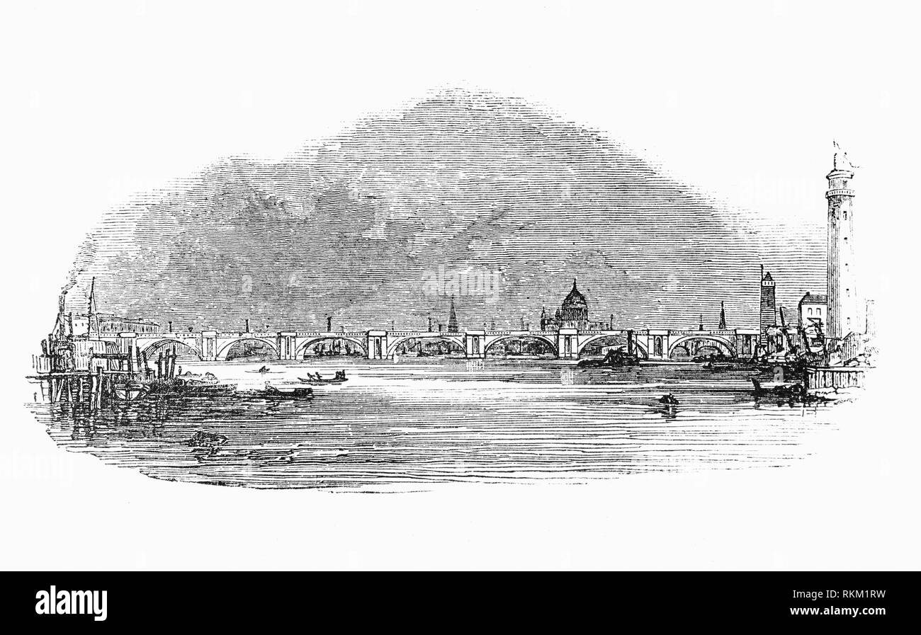 The first Waterloo Bridge, named after the Battle of Waterloo in 1815 ...