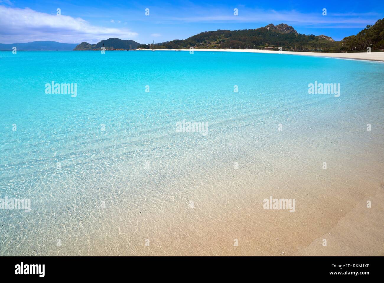 Praia de Rodas beach in islas Cies island in Vigo of Spain Stock Photo ...