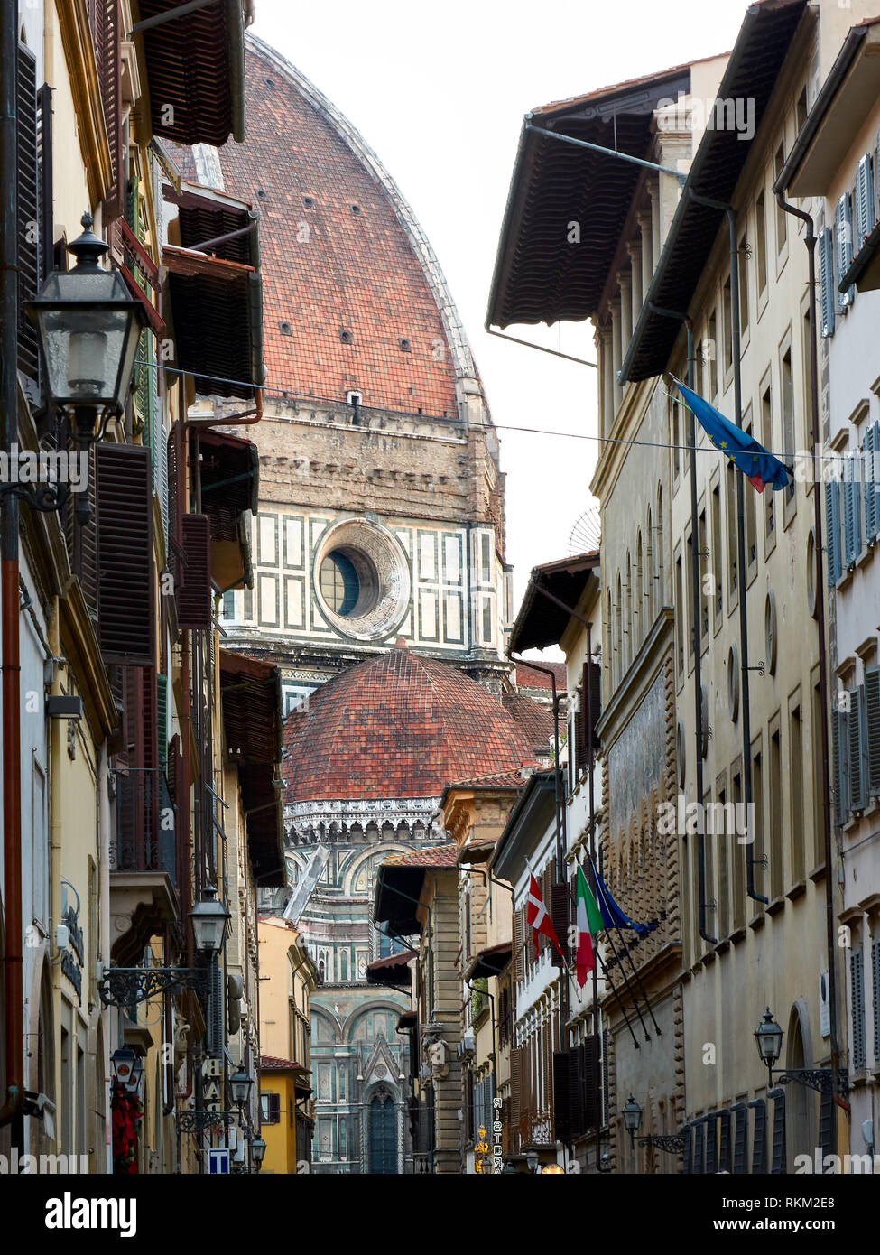 Santa Maria del Fiore, also known as the Duomo, seen from the street in ...