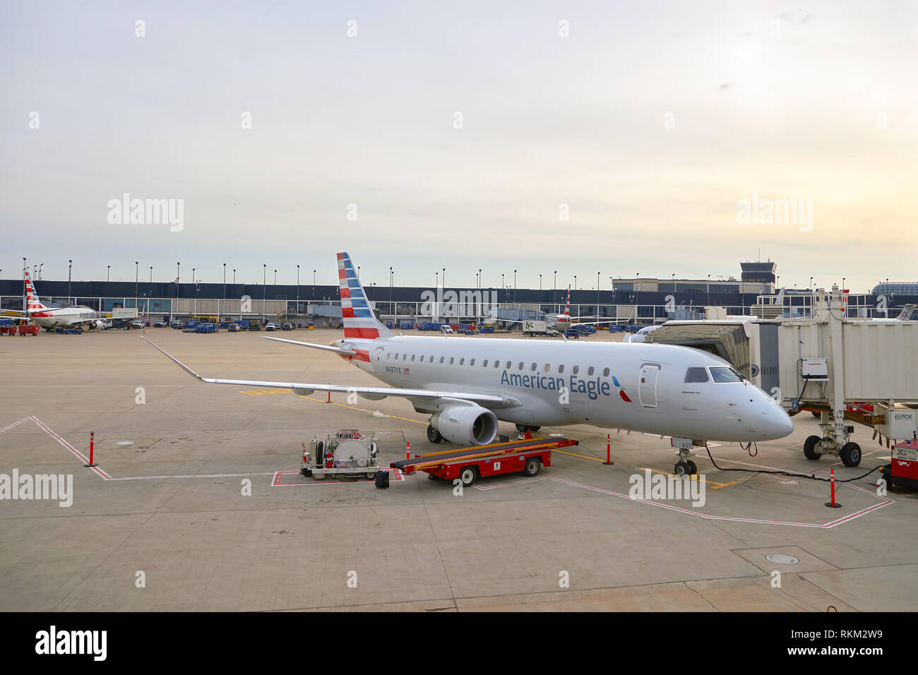 CHICAGO, IL - MARCH 22, 2016: passenger jet aircraft at O'Hare Airport ...