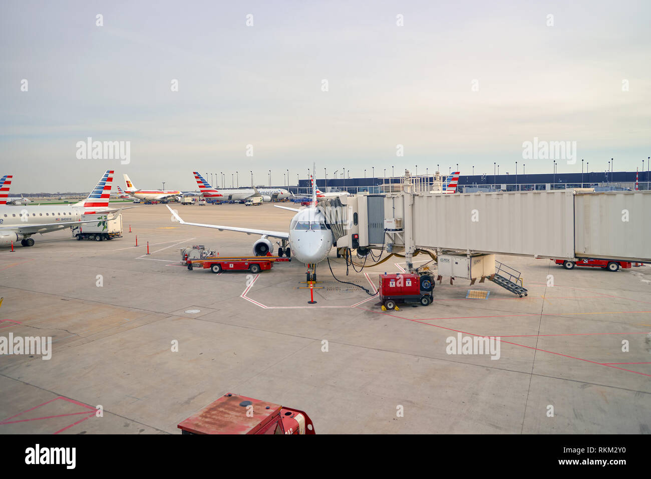 CHICAGO, IL - MARCH 22, 2016: passenger jet aircraft at O'Hare Airport ...