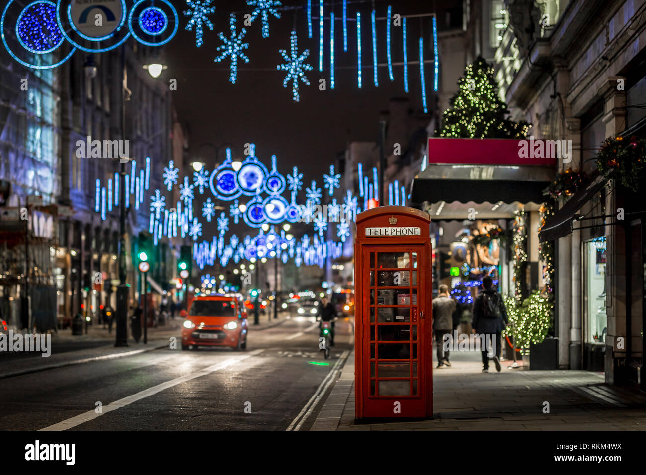 Phone box in London in Christmas time Stock Photo - Alamy