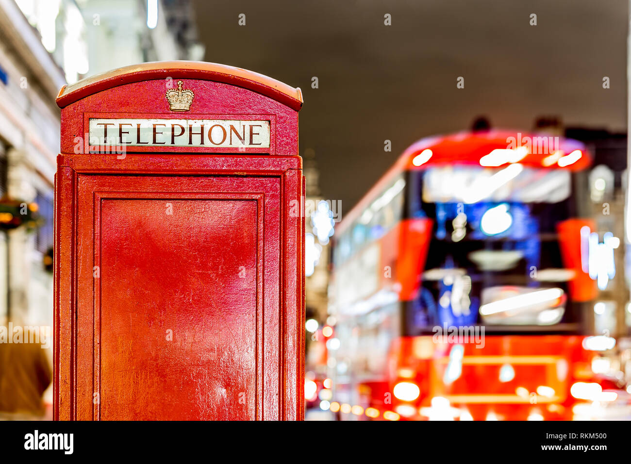 Phone box in London in Christmas time Stock Photo - Alamy