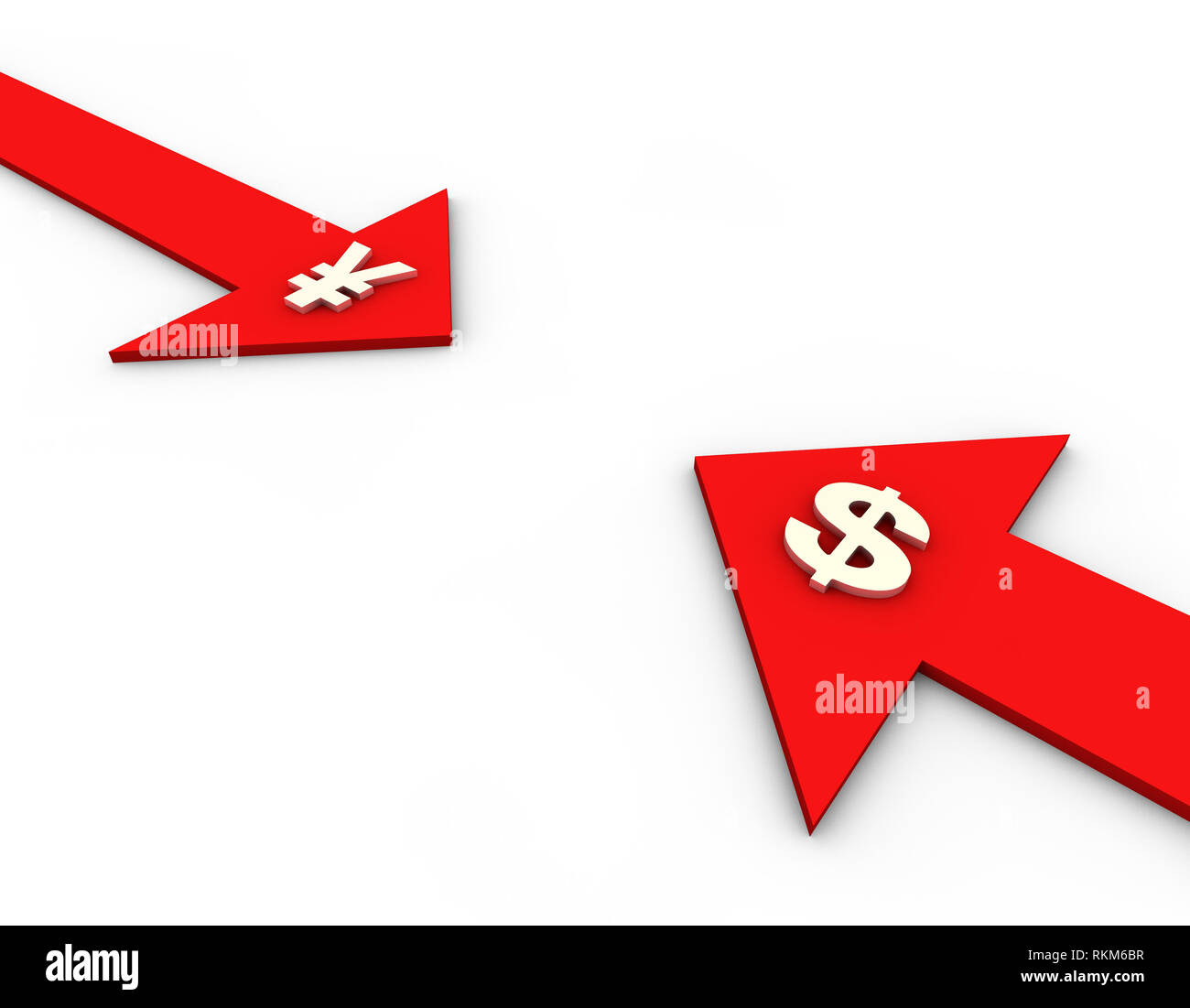 Dollar sign and yuan sign, success arrow Stock Photo - Alamy