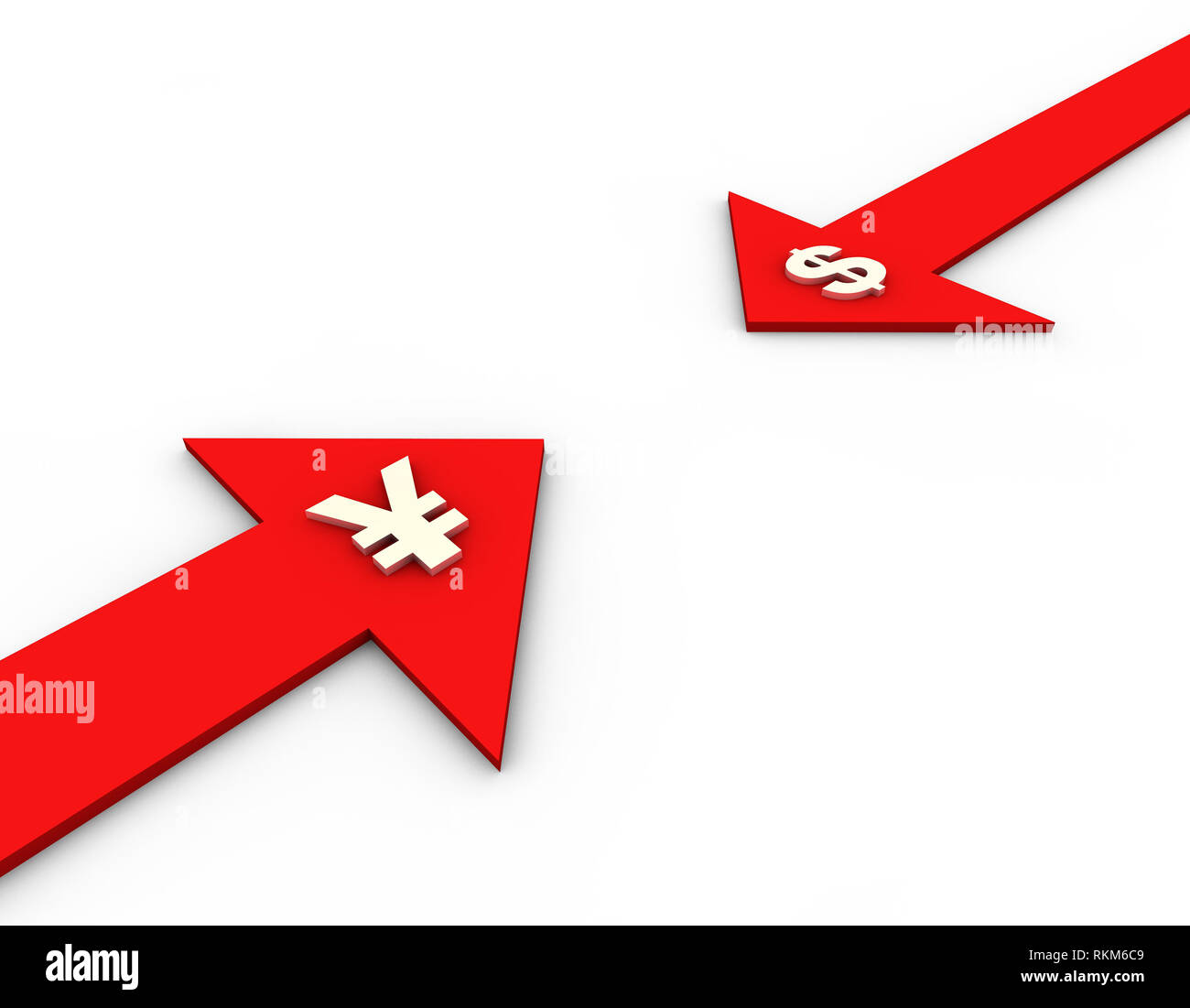 Dollar sign and yuan sign, success arrow Stock Photo - Alamy