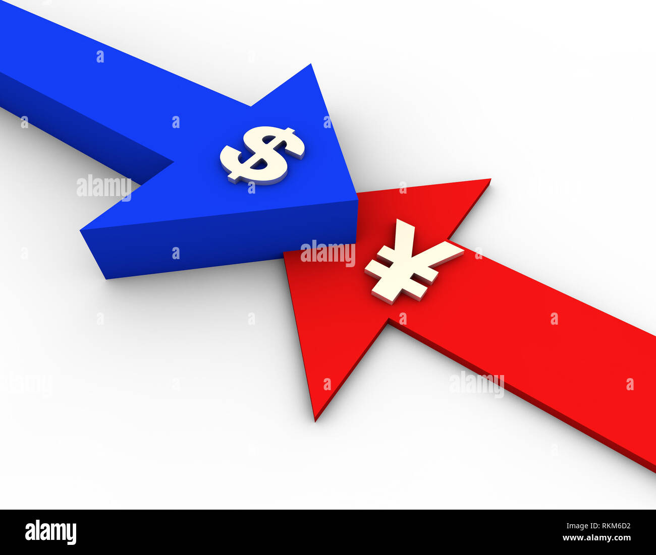 Dollar sign and yuan sign, success arrow Stock Photo - Alamy
