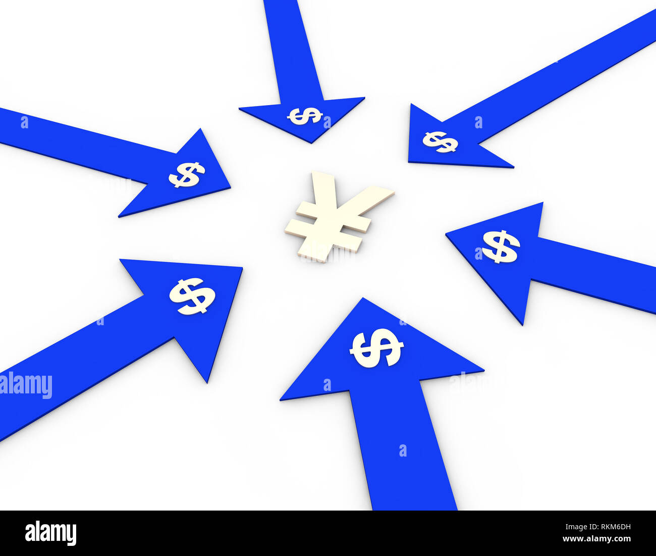 Dollar sign and yuan sign, success arrow Stock Photo - Alamy