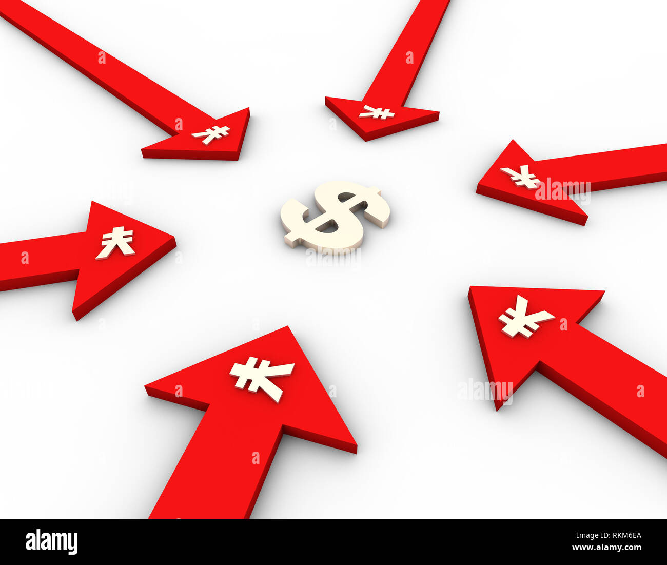 Dollar sign and yuan sign, success arrow Stock Photo - Alamy