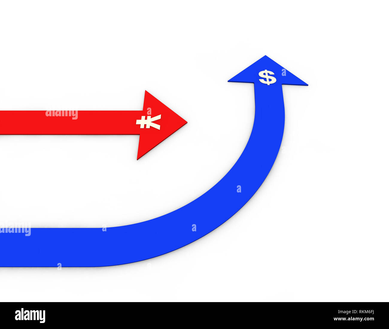 Dollar sign and yuan sign, success arrow Stock Photo - Alamy
