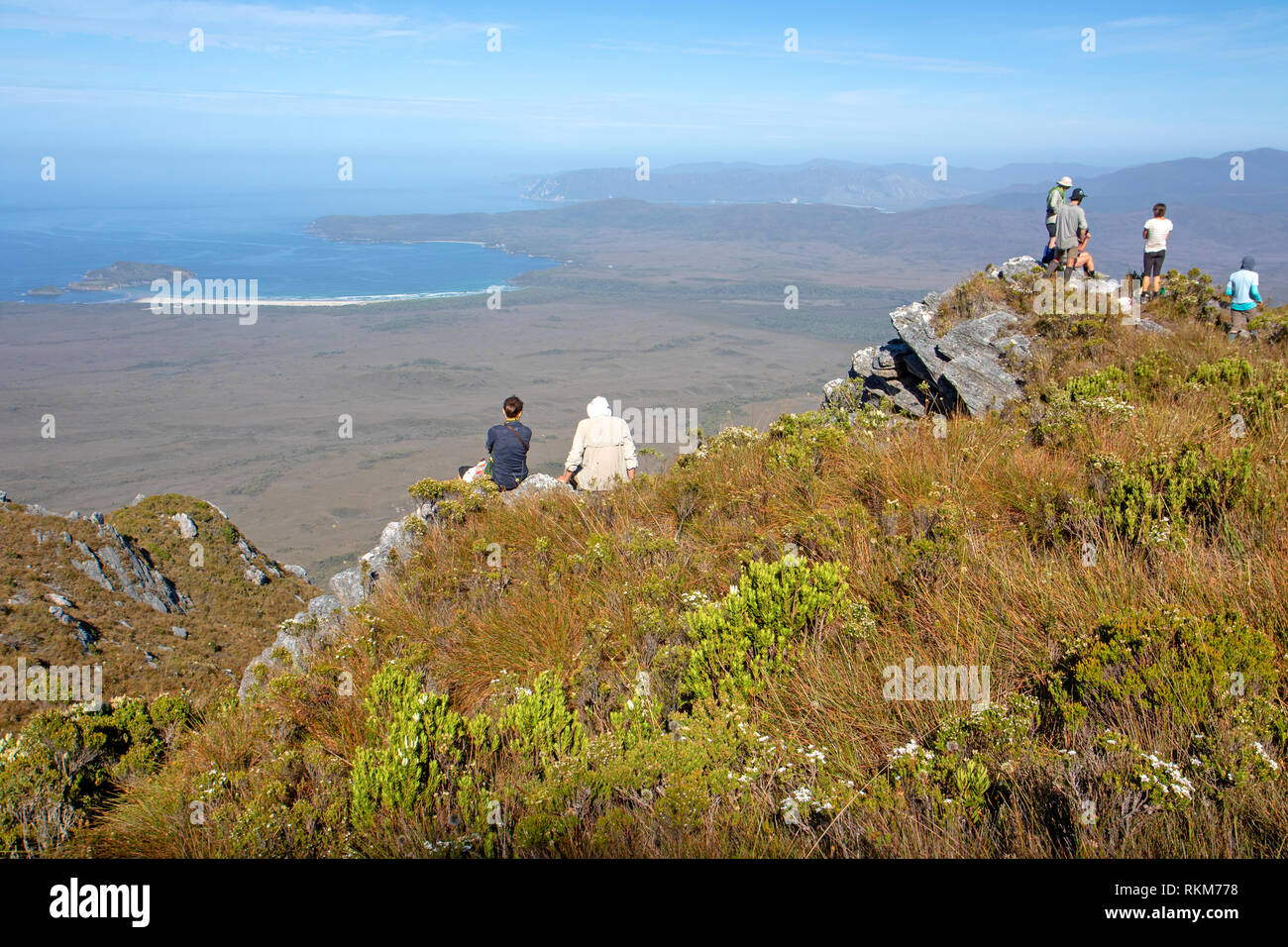 Hikers on the Ironbound Range on the South Coast Track Stock Photo - Alamy