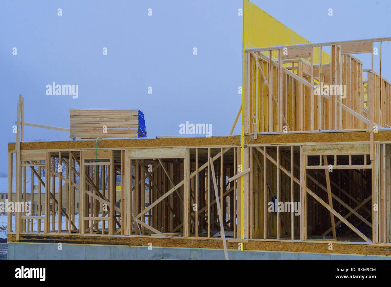 Building construction, wood framing and beam construction structure at ...